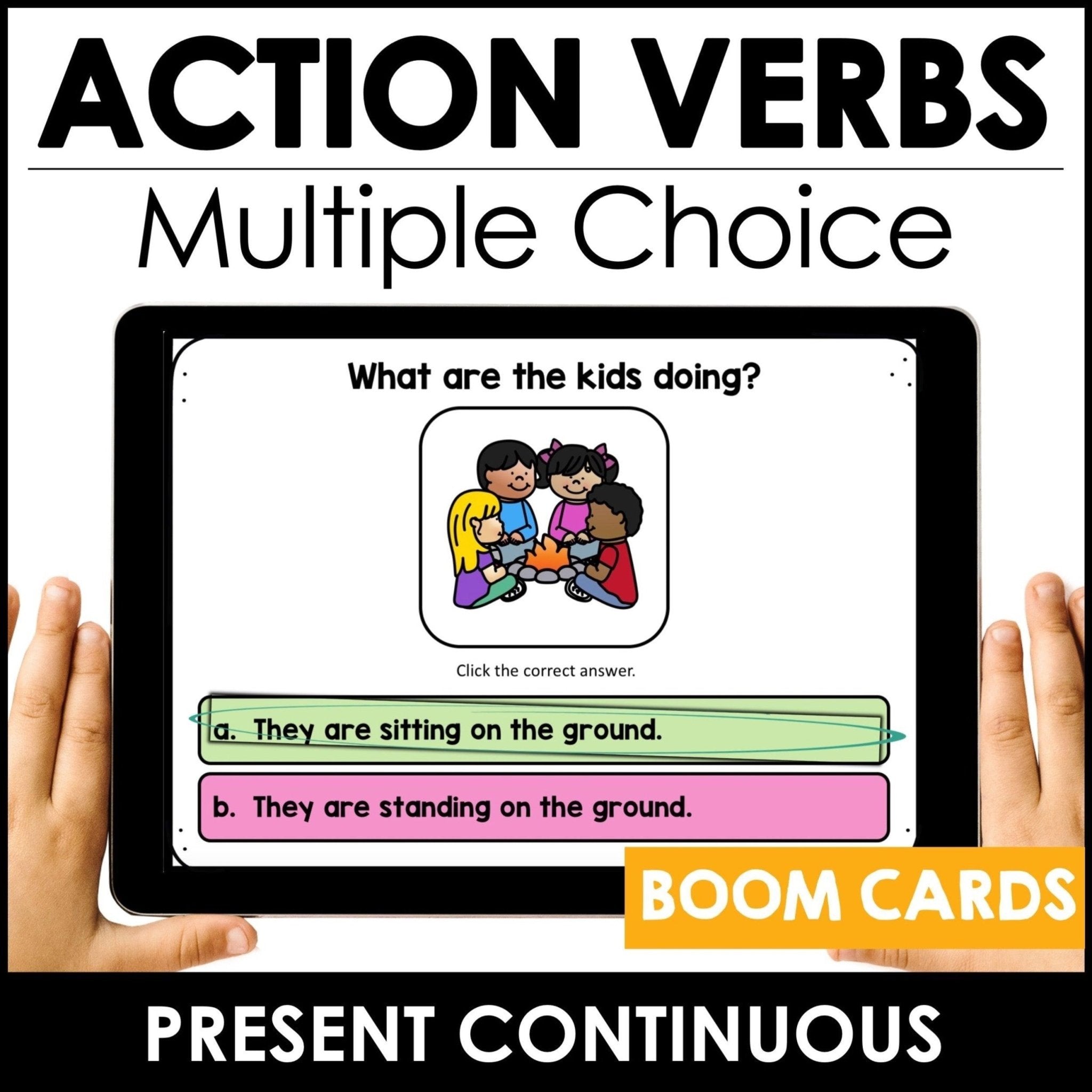 Choose the VERB: Present Continuous Boom Cards
